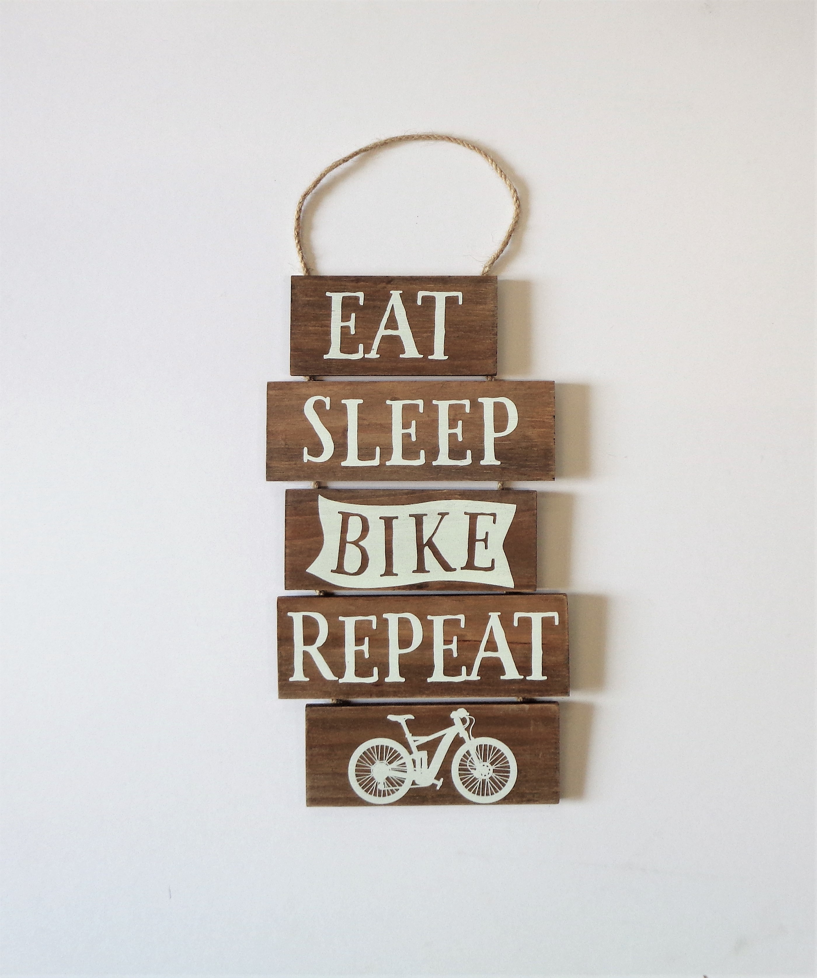 Eat Sleep Bike Repeat Wood Hanging Sign | Just for Ewe