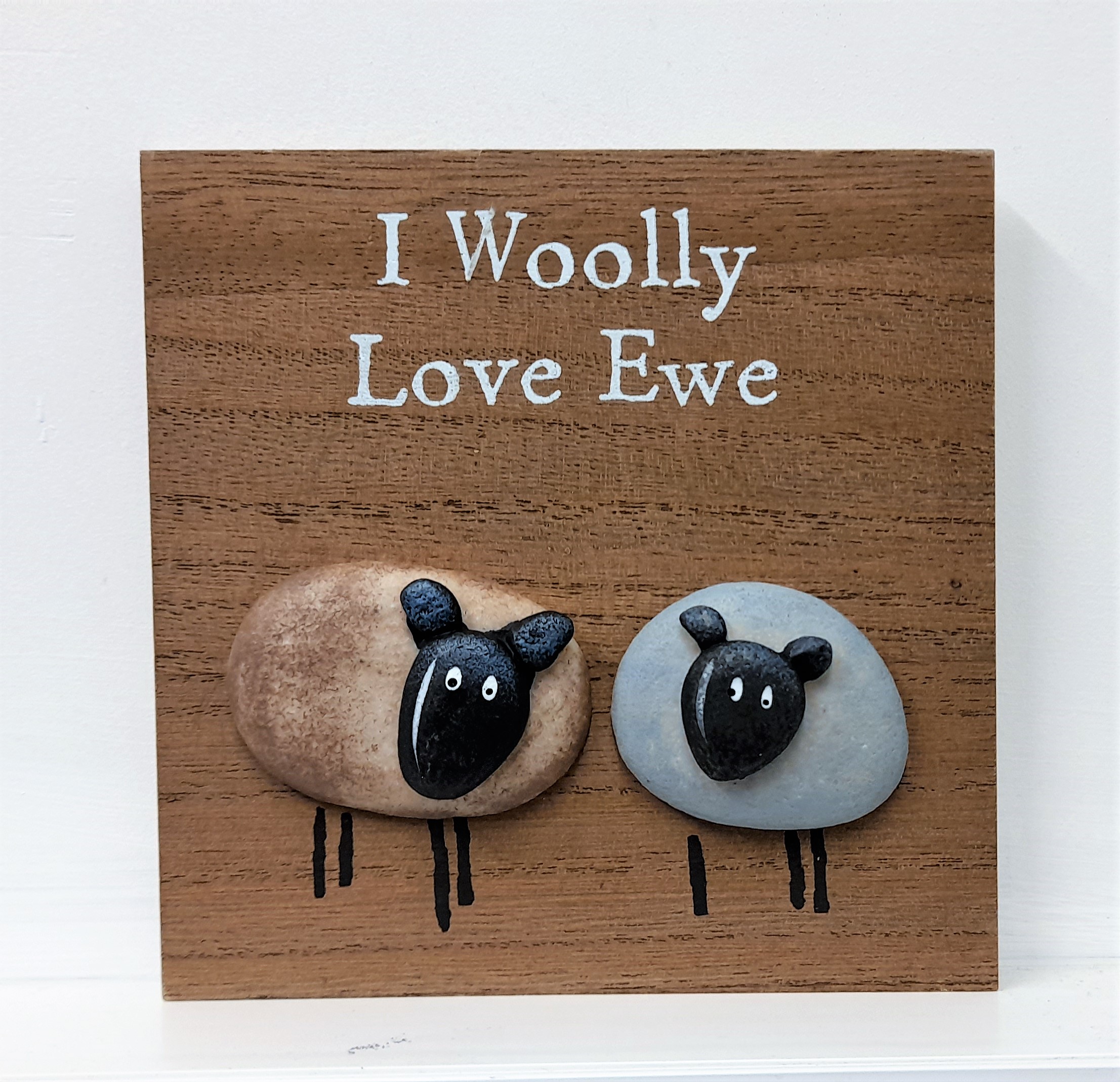 Sheep Plaque Pebble Art I Woolly Love Ewe | Just for Ewe